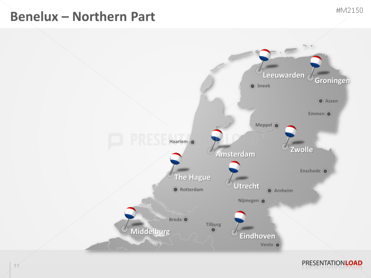 PowerPoint Map Benelux (Belgium, Netherlands, Luxembourg) | PresentationLoad