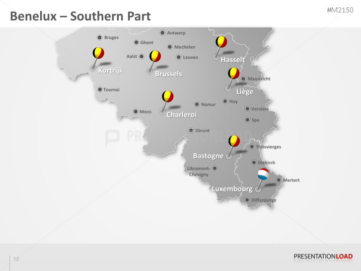 PowerPoint Map Benelux (Belgium, Netherlands, Luxembourg) | PresentationLoad