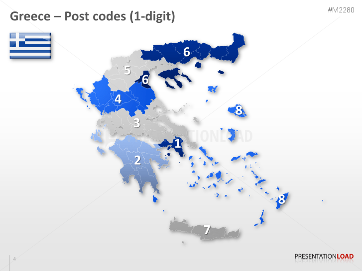 PowerPoint Map Greece with ZIP (2 Digits) | PresentationLoad