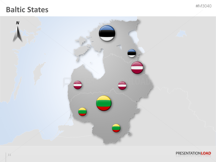 PowerPoint Map of the Baltic States | PresentationLoad