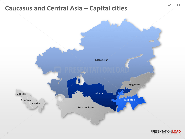 PowerPoint Map Caucasus and Central Asia | PresentationLoad