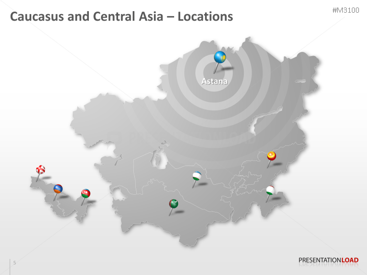 PowerPoint Map Caucasus and Central Asia | PresentationLoad