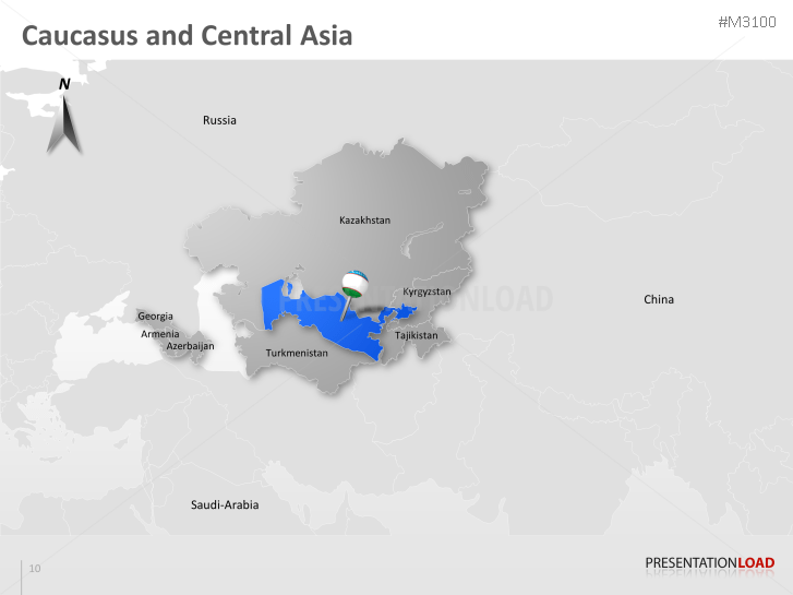 PowerPoint Map Caucasus and Central Asia | PresentationLoad
