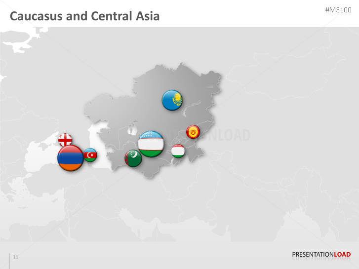 PowerPoint Map Caucasus and Central Asia | PresentationLoad
