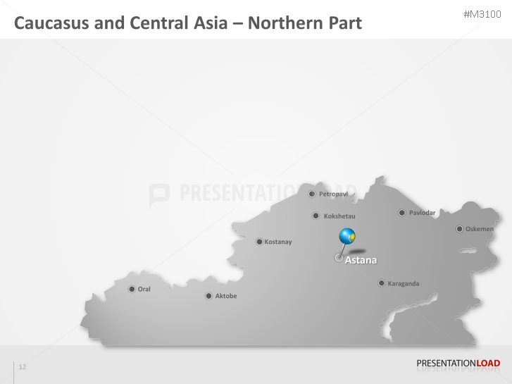 PowerPoint Map Caucasus and Central Asia | PresentationLoad