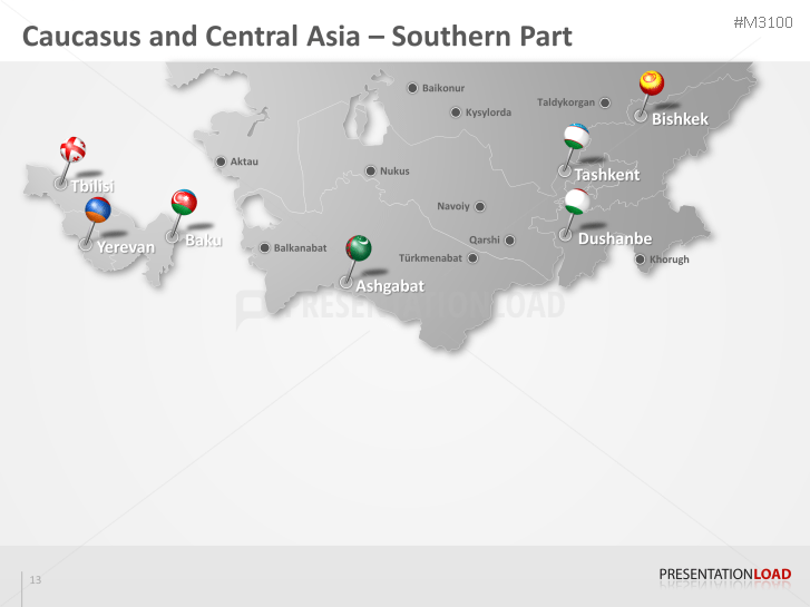 PowerPoint Map Caucasus and Central Asia | PresentationLoad