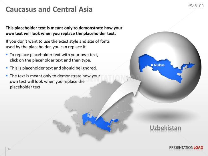 PowerPoint Map Caucasus and Central Asia | PresentationLoad