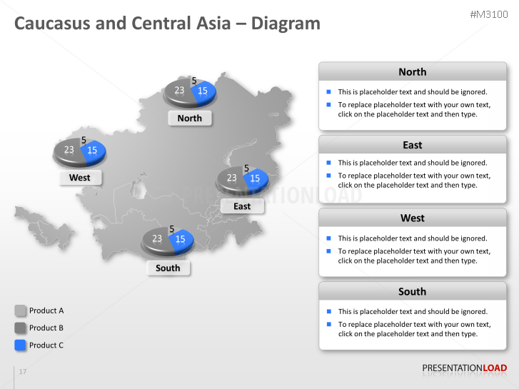 PowerPoint Map Caucasus and Central Asia | PresentationLoad