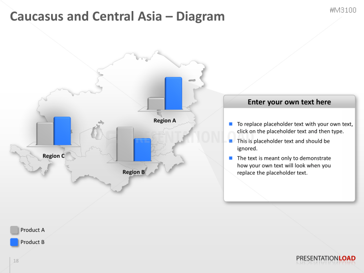 PowerPoint Map Caucasus and Central Asia | PresentationLoad