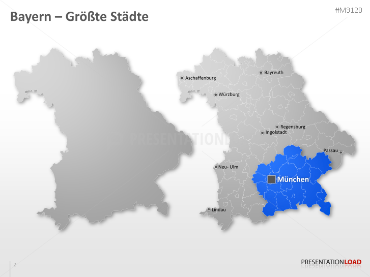 PowerPoint Landkarte Bayern | PresentationLoad