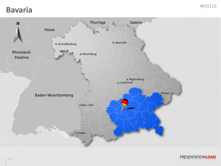 PowerPoint Map Bavaria (Germany) | PresentationLoad