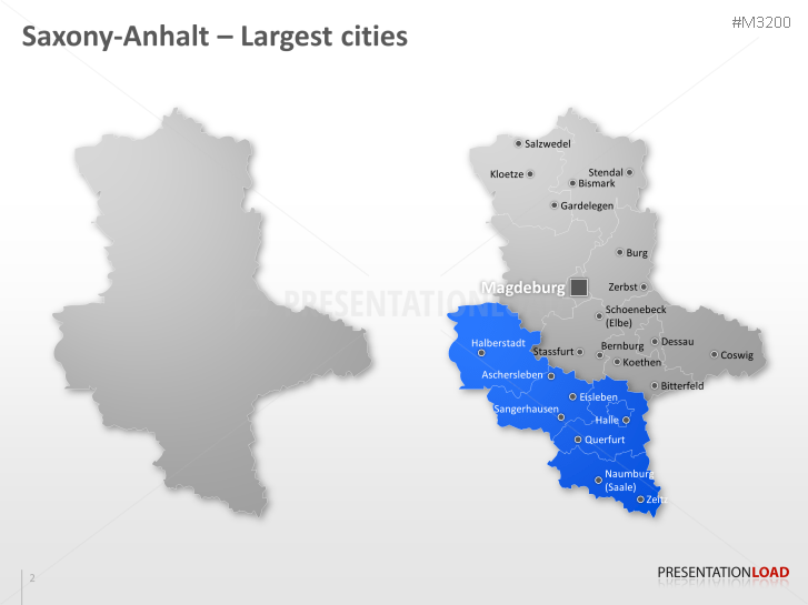 PowerPoint Map Saxony-Anhalt (Germany) | PresentationLoad