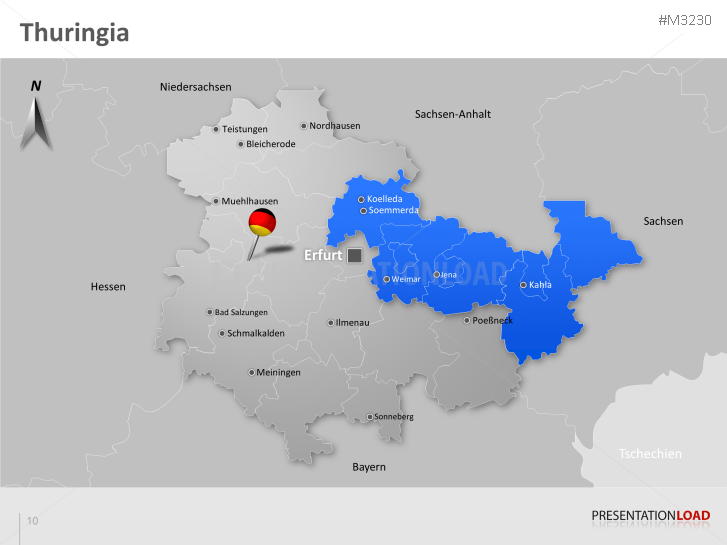 PowerPoint Map Thuringia (Germany) | PresentationLoad