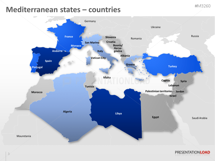 PowerPoint Map Mediterranean Countries | PresentationLoad