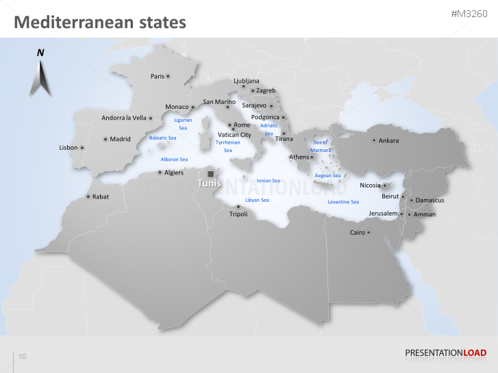 PowerPoint Map Mediterranean Countries | PresentationLoad