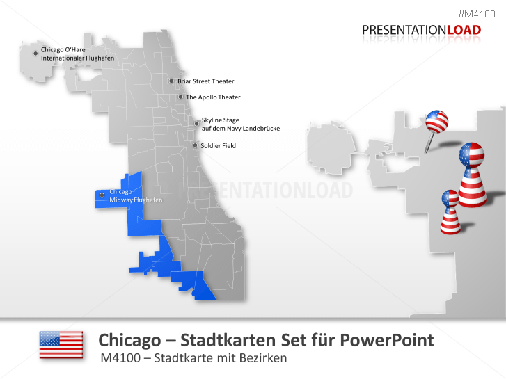 PowerPoint Stadtplan Chicago (USA) | PresentationLoad